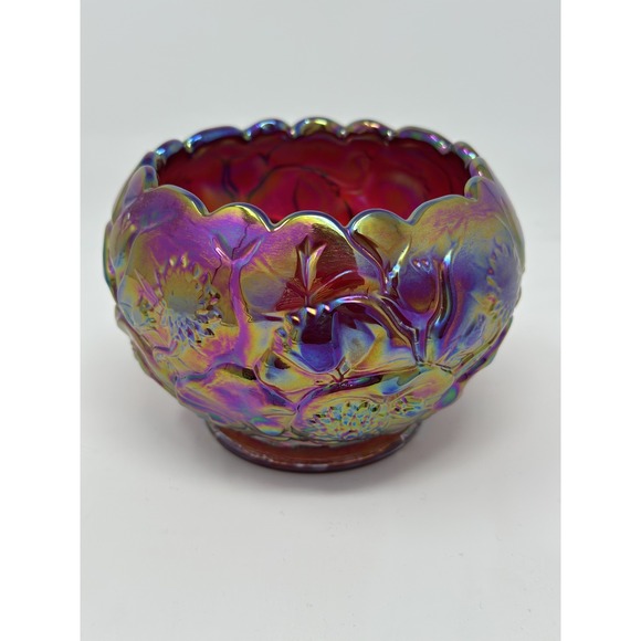 Fenton | Accents | Vintage Fenton Water Lily Plum Opalescent Carnival ...
